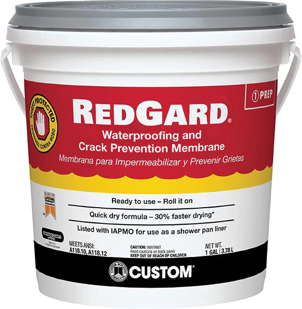 Custom BLDG RedGard Waterproofing Liquid Rubber Membrane, 1 Gal ...
