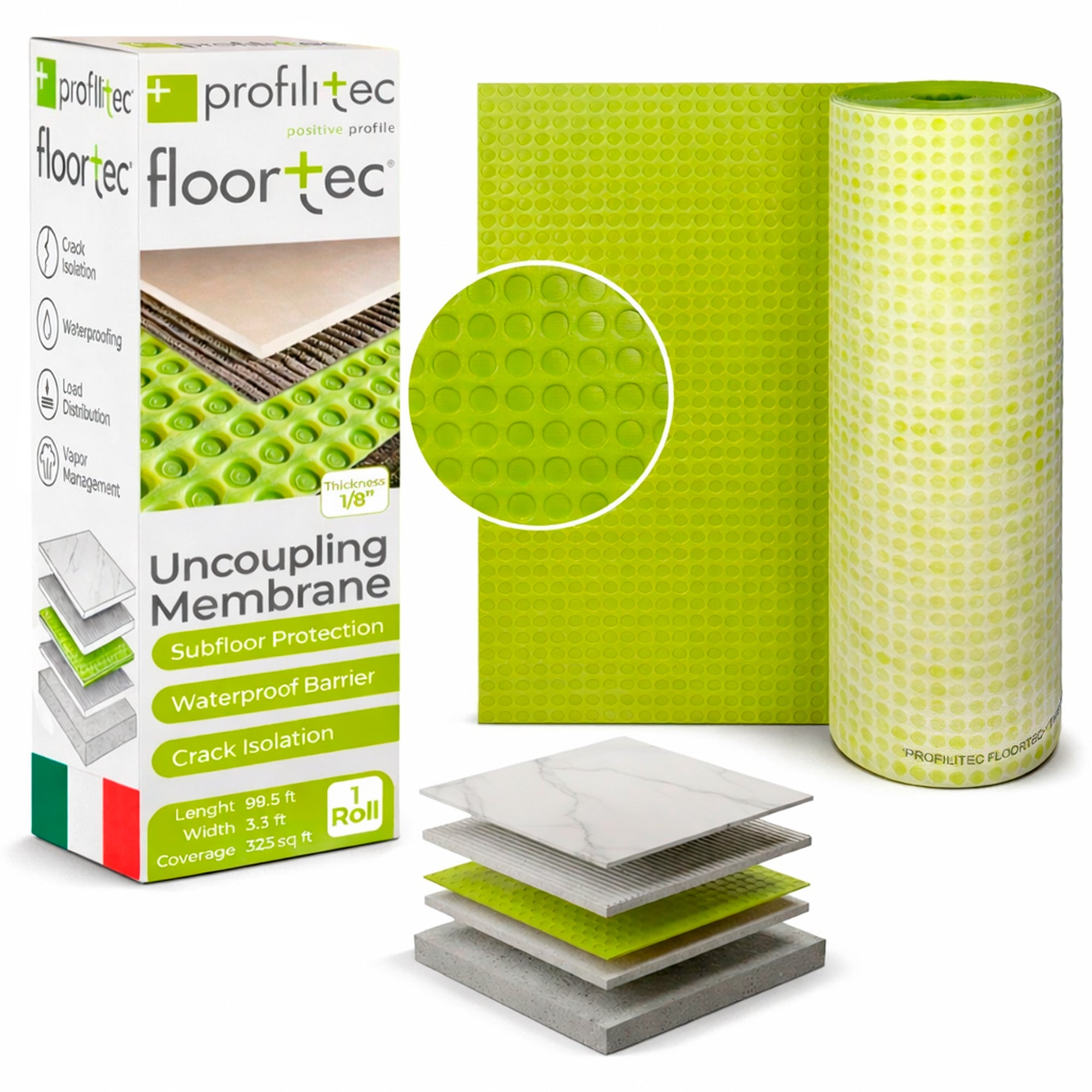 Profilitec Floortec 1/8 Inch Lay-Flat Uncoupling Membrane, 323 Sq Ft ...