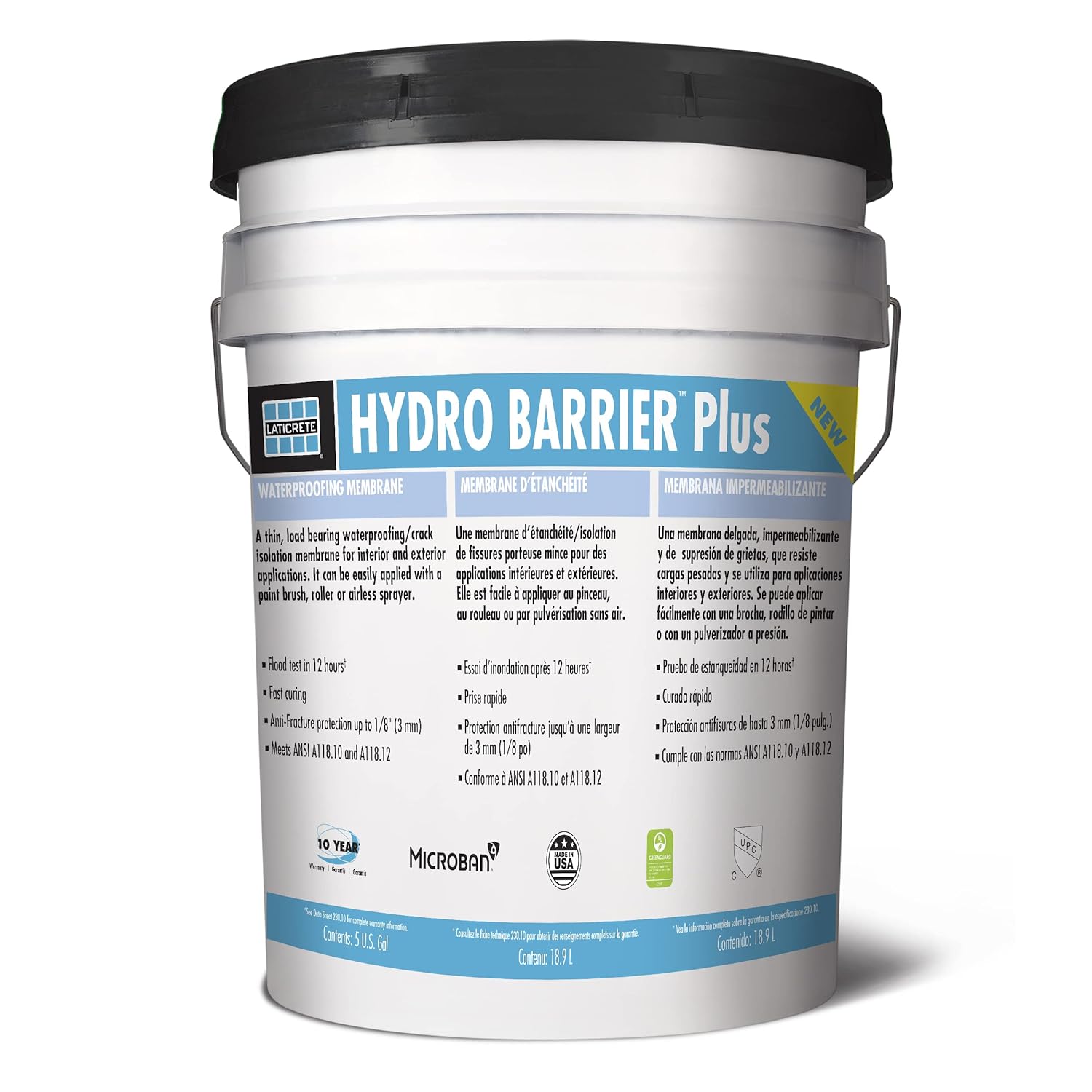 Laticrete Hydro Barrier, Waterproofing, Anti-fracture Membrane, 5 Gal ...