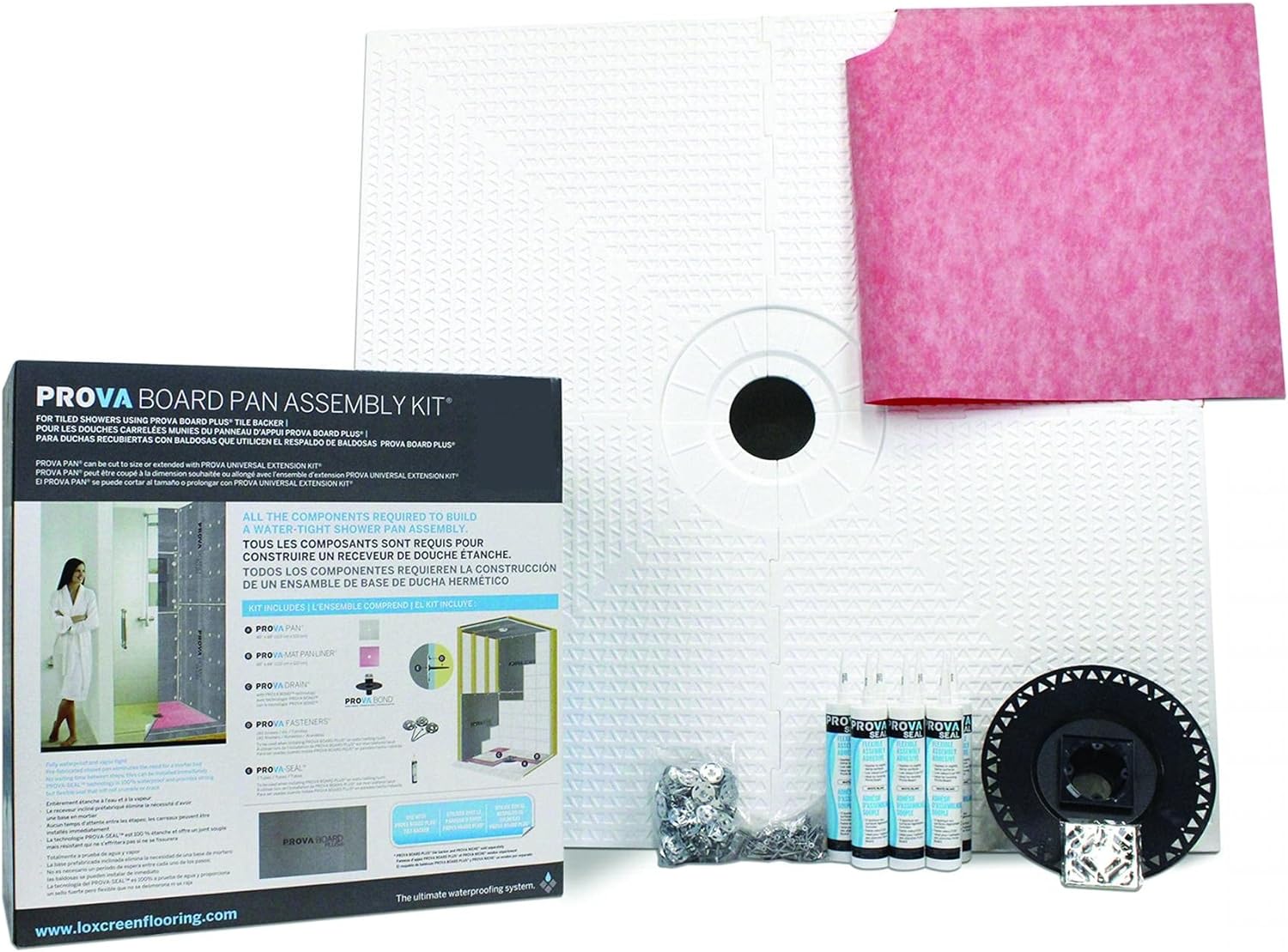 Prova PVBP8013 Waterproofing Board Assembly Shower Kit 32x60 w/ Drain ...